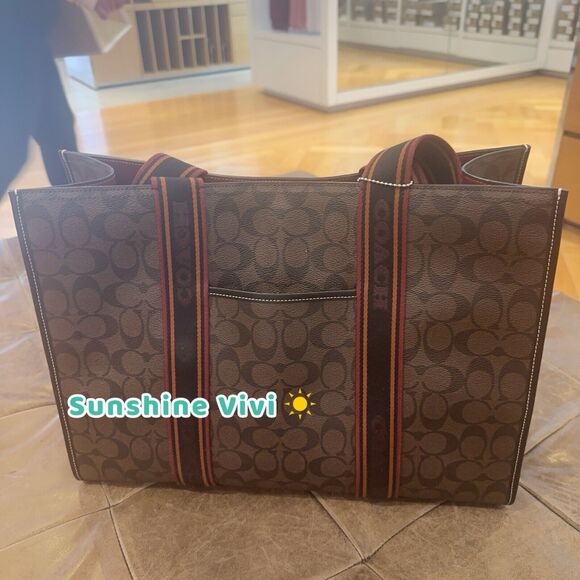 Coach | Bags | Nwt Coach Large Smith Tote Bag In Signature Canvas Brown ...